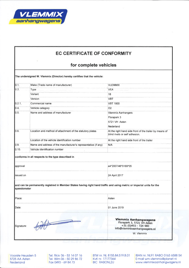 COC (Certificate of Conformity) Hvad betyder det? – MaKs-trailer.dk